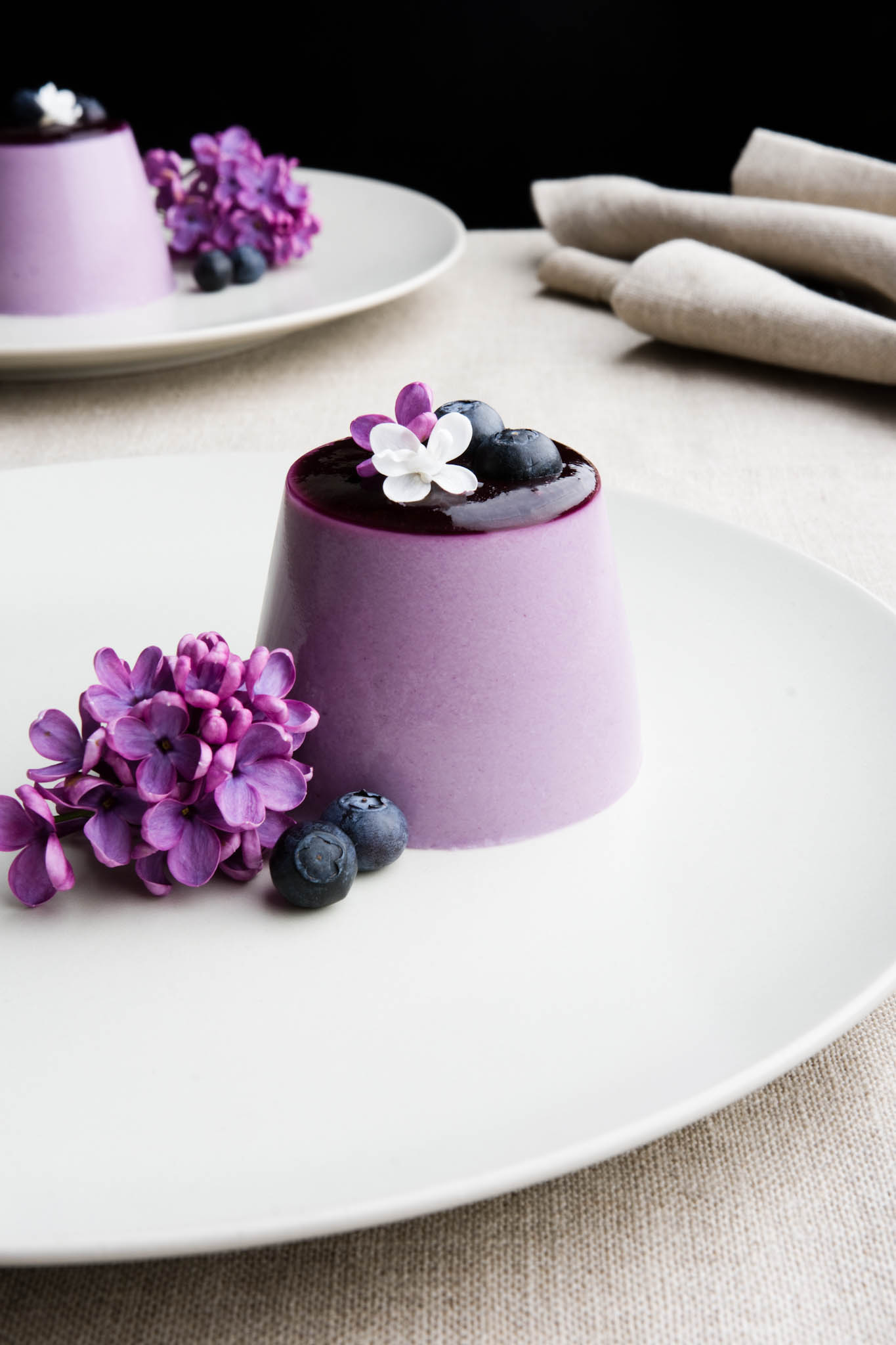 Blueberry and Lilac Syrup Panna Cotta - Atelier Kathryn Sanderson